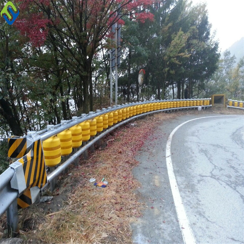 Traffic Safety EVA Buckets Rolling Guardrail PU And PVC Roller Barrier ...